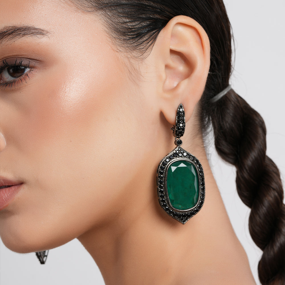 Arielle - Green Doublet Stone Earrings – Anayah Jewellery