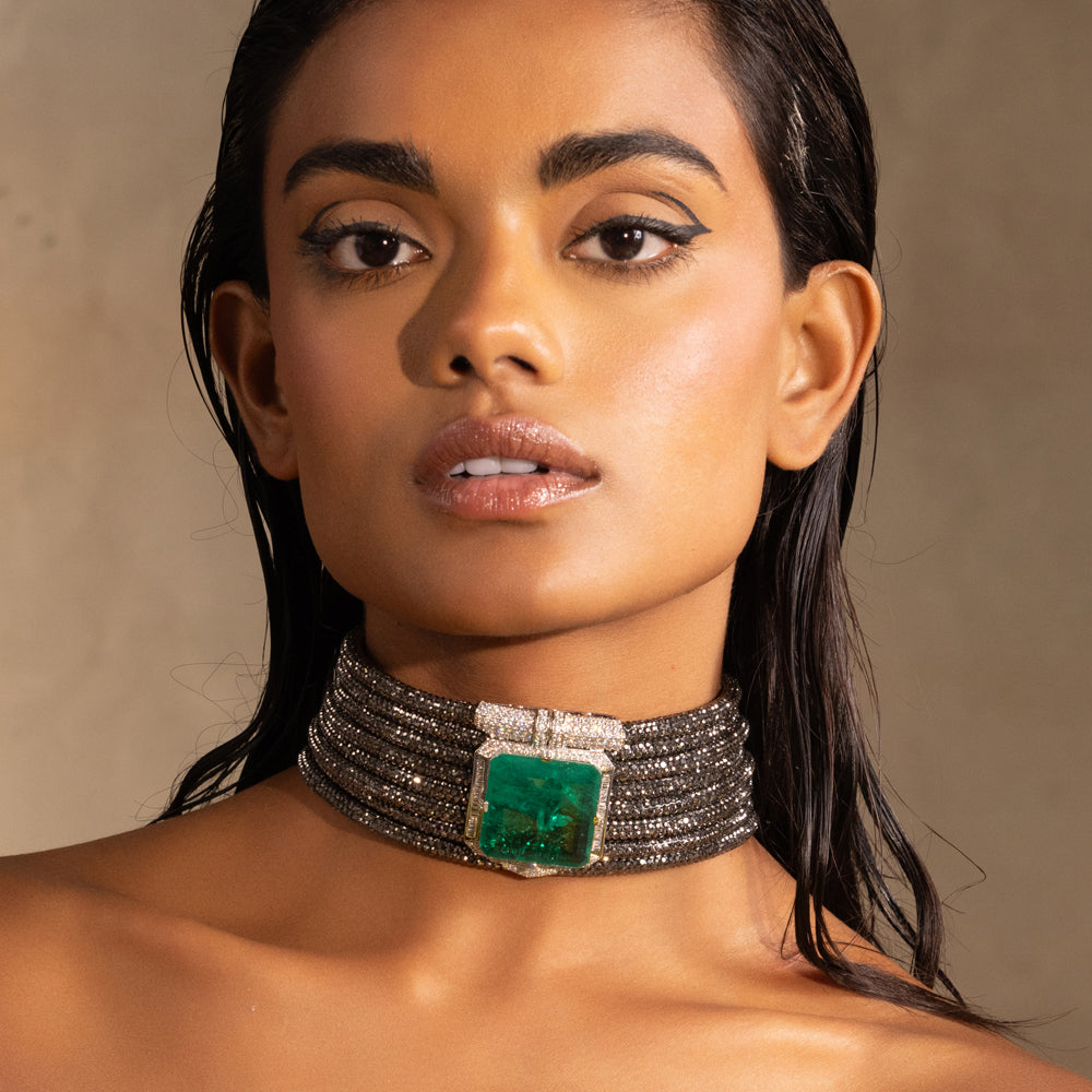 Lexi - Emerald Green Stone Choker Set – Anayah Jewellery